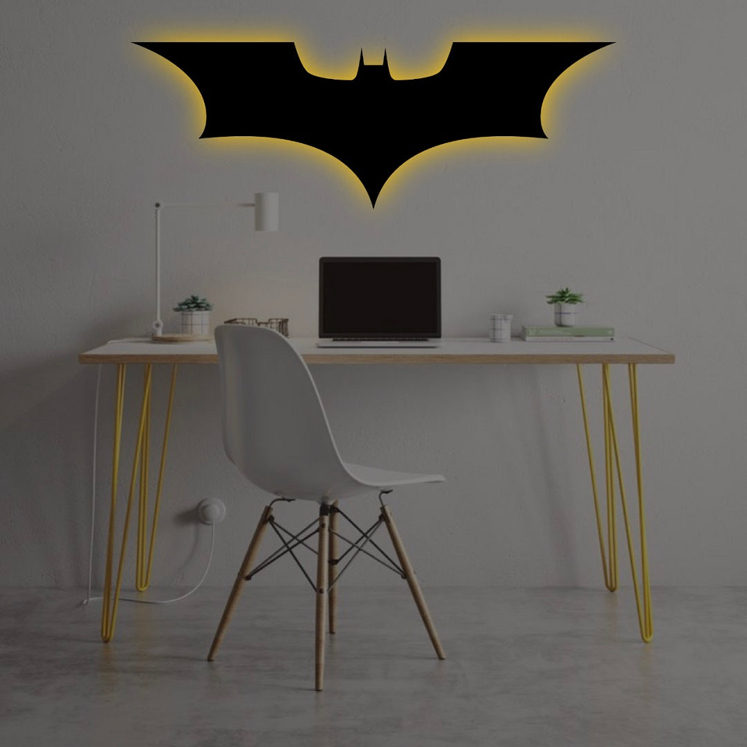 BATMAN WOODEN WALL LAMP – WALL LOGO LAMP – Homez Decorz