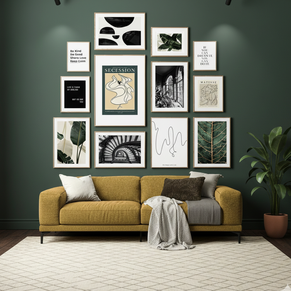 ABSTRACT BLACK AND WHITE ART – 12 PANEL SET – Homez Decorz