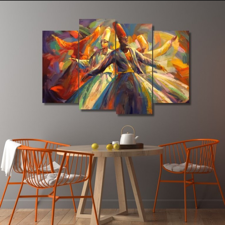 SUFI WHIRLING – 4 PANEL SET – SUFI WALL ART – Homez Decorz
