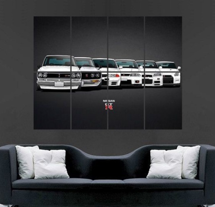 NISSAN CAR SERIES – 4 PANEL ART – AUTOMOTIVE WALL ART – Homez Decorz